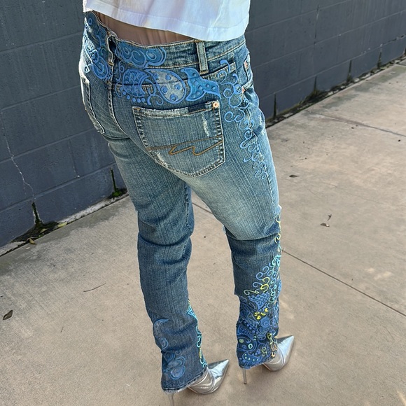ema savahal | Jeans | Rma Savaha Hand Painted Floral Jeans Size | Poshmark